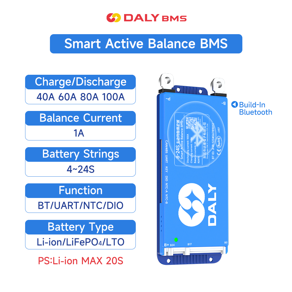 DALY JHB smart Active Balance bms 40-150A 4-8S 8-17S 8-24S BMS บอร์ดป้องกันแบตเตอรี่ลิเธียมไอออน ...