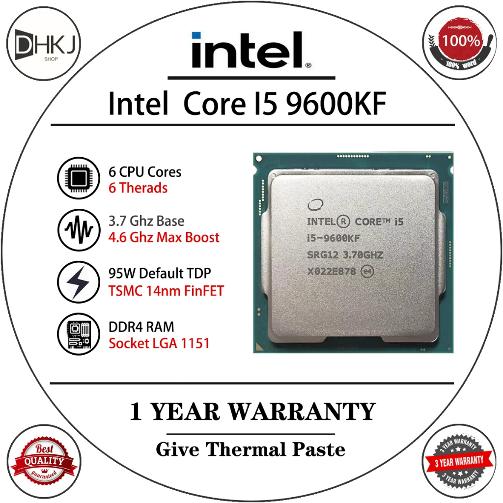 ใช้ Intel Core i5-9600KF i5 9600KF 3.7 GHz ใช้ CPU หกแกนหกเกลียว 9M 95W LGA 1151 | Shopee Thailand