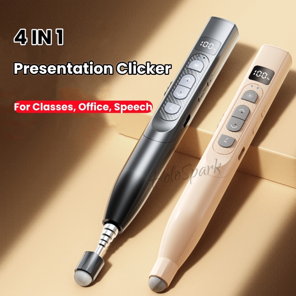4 IN 1 Wireless Presentation Clicker พร้อม Telescopic Pointer Stick ...