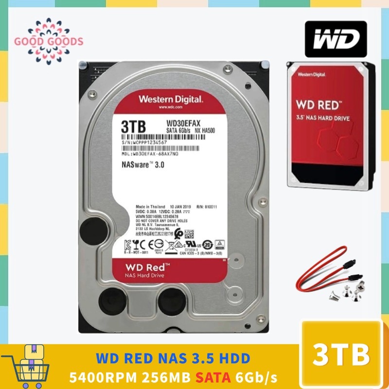 สําหรับ WD Red NAS 3.5 HDD 3TB WD30EFAX 5400RPM 256MB SATA 6Gb/s ฮาร์ดไ ...