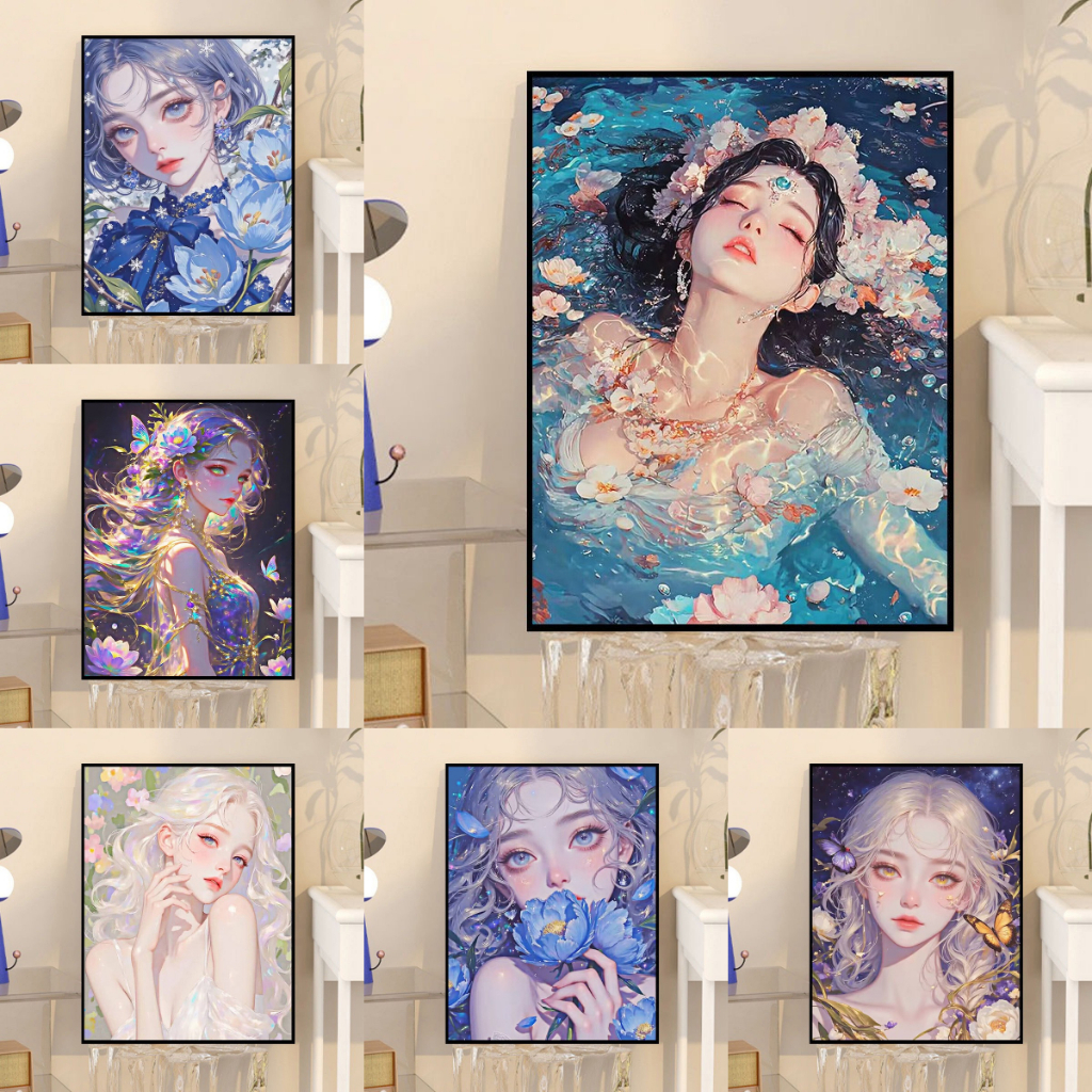 【ORFON】40×50cm ระบายสีตามตัวเลข/ภาพระบายสี/ระบายสี/ภาพวาด/สาวสวย/ของขวัญ diy/ภาพแต่งห้อง ...