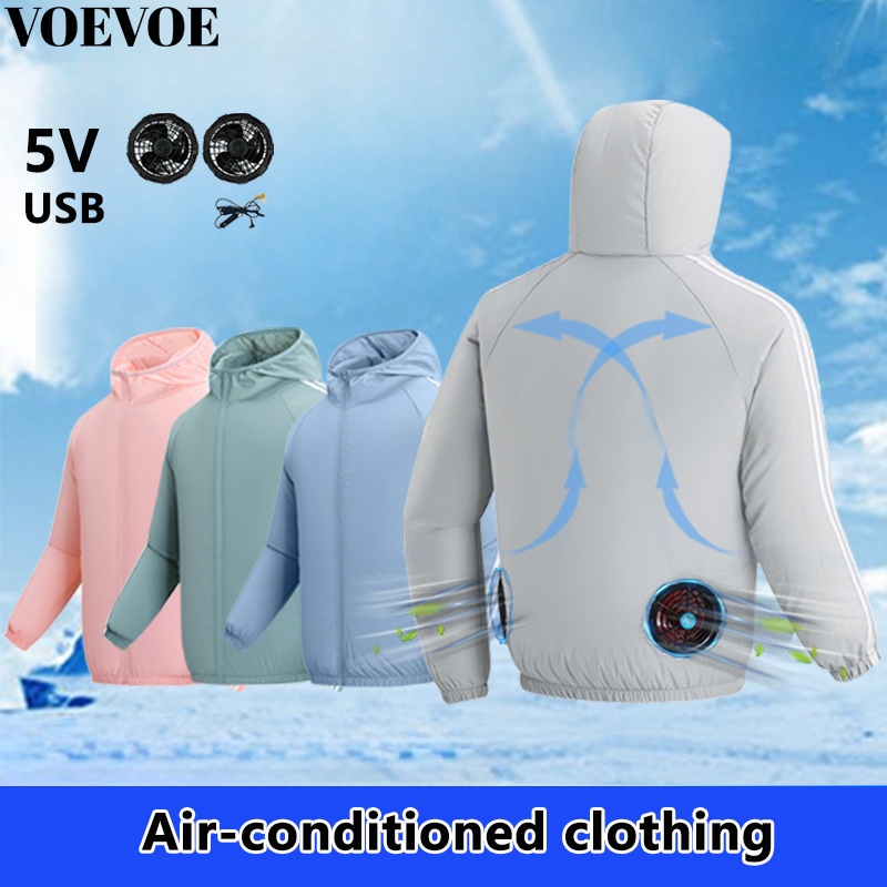 เสื้อแจ็คเก็ตพัดลม VOEVOE สำหรับทุกเพศ ดีไซน์บาง สบายในแขนยาว | Shopee Thailand