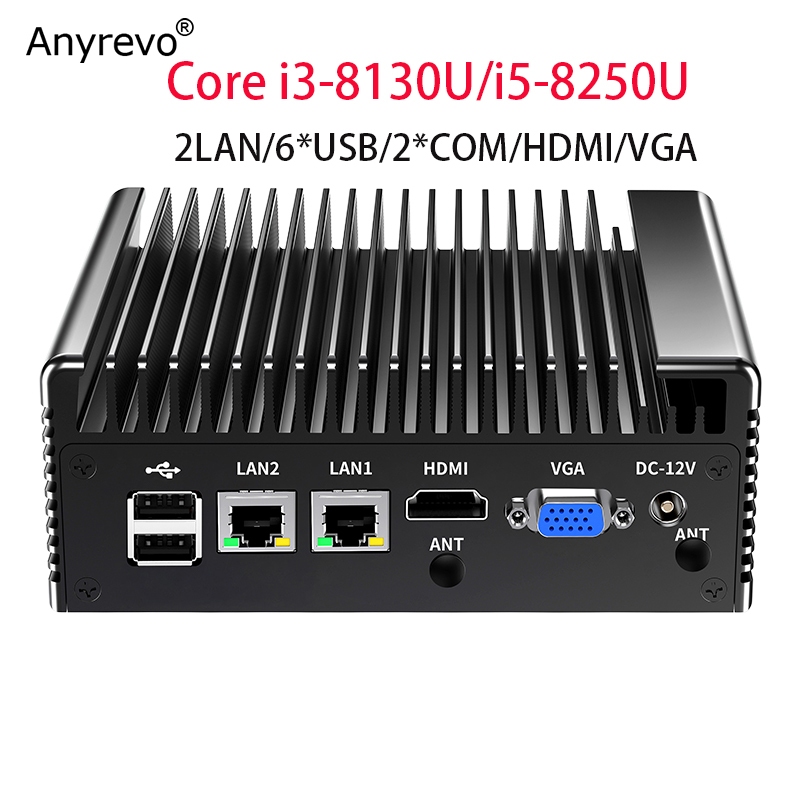 โรงงาน Fanless Mini PC Soft Router Intel Core i3-8150U I5-8250U 2* 1G ...