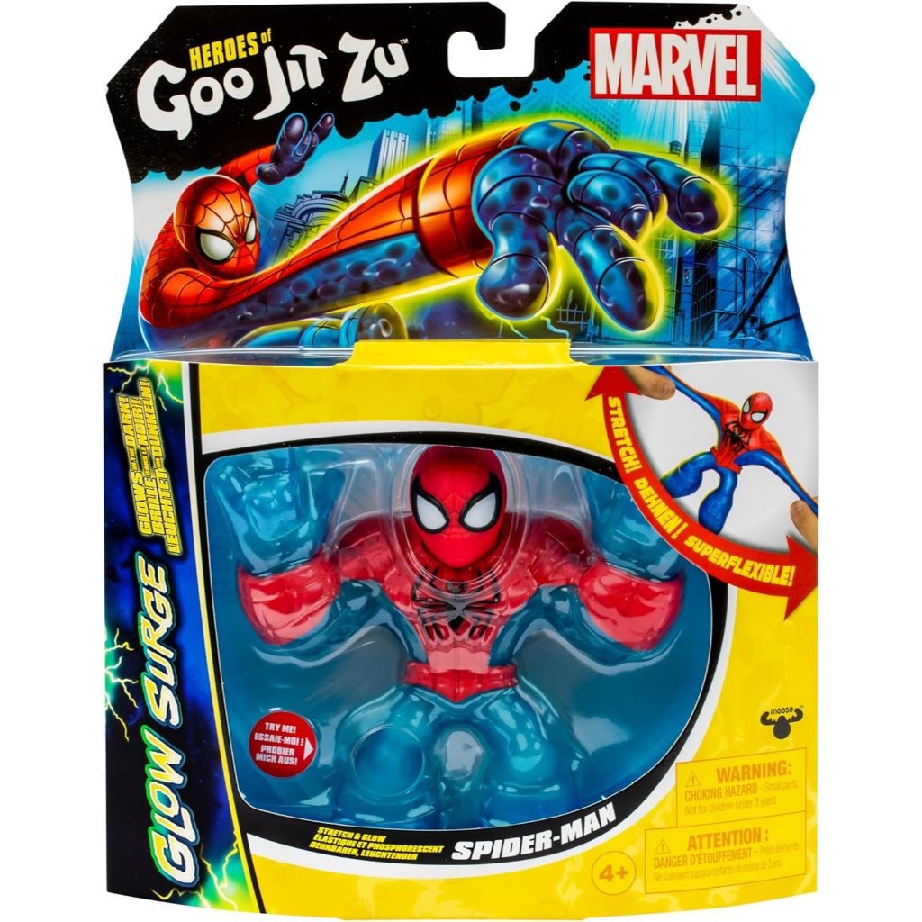 Goo JIT Zu GLOW SURGE Hero, Stretch และ Glow Spider-Man, Super Stretch ...