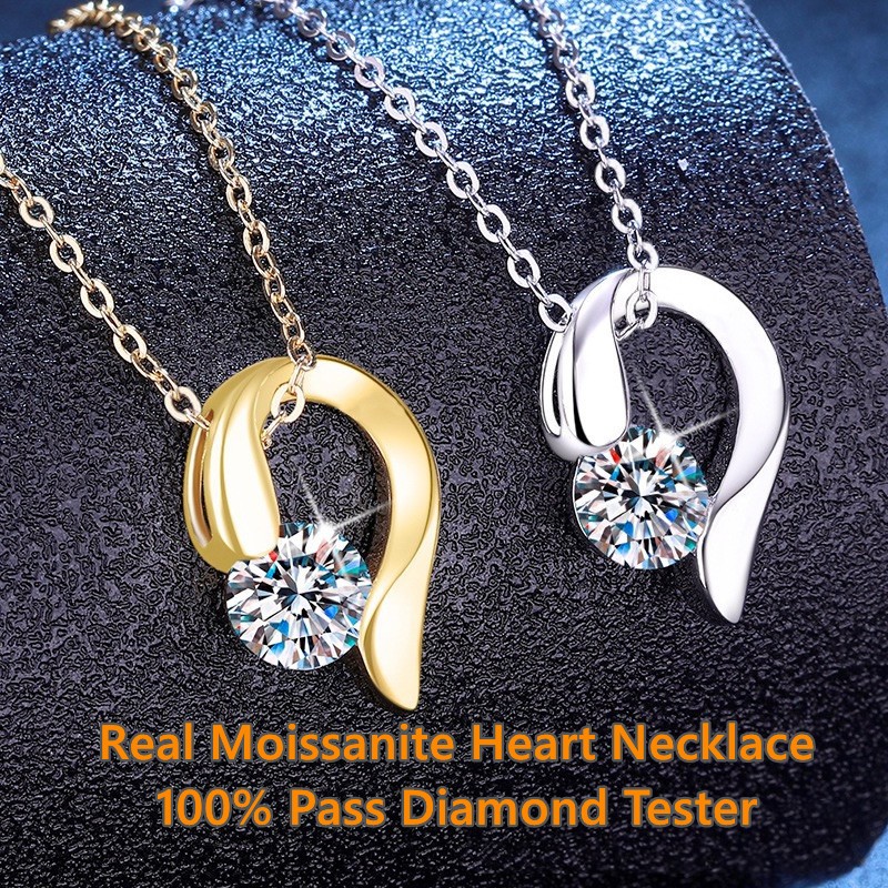มอยซาไนต์จริง หัวใจ จี้สร้อยคอพร้อมใบรับรอง GRA S925 สร้อยคอผู้หญิงเงินสเตอร์ลิง | Shopee Thailand