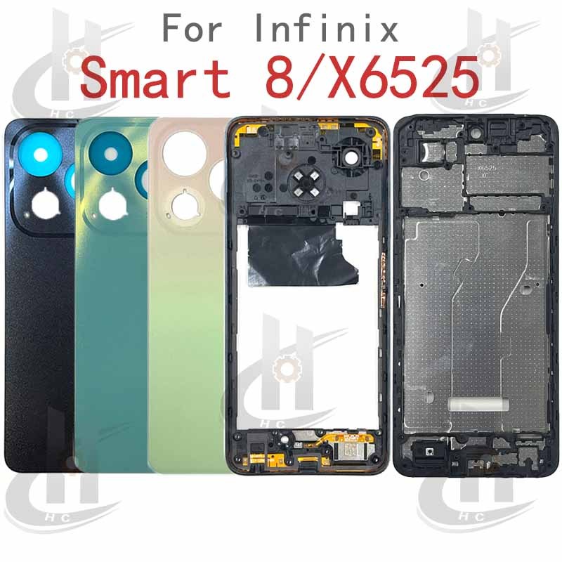 สําหรับ Infinix Smart 8 X6525 X6525b X6525C แบตเตอรี่ฝาหลังกรอบกลาง ...