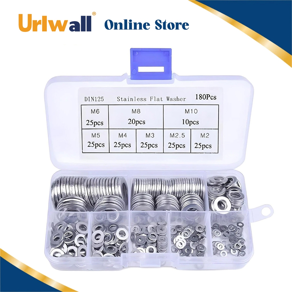 Urlwall ชุดสกรูซ่อมเครื่องซักผ้า 180ชิ้น สแตนเลส304 [M2-M10] + แผ่นรอง - อะไหล่เครื่องซักผ้า ...