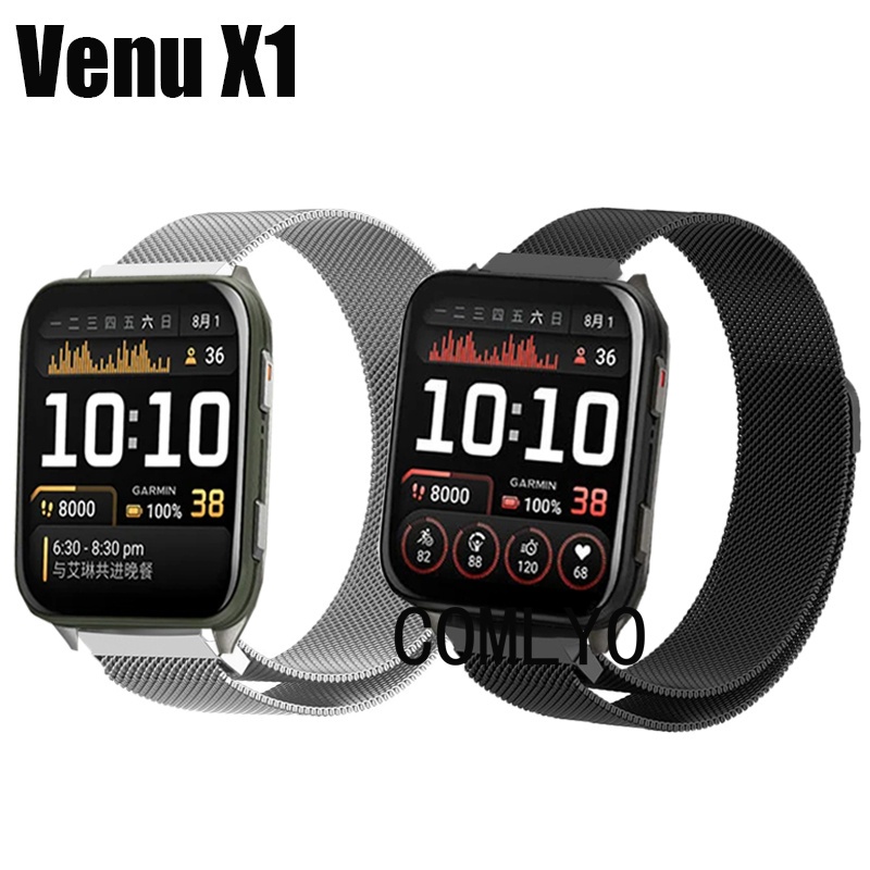 สําหรับ Garmin Venu X1 สายนาฬิกาอัจฉริยะสแตนเลส Milanese Loop Band ...