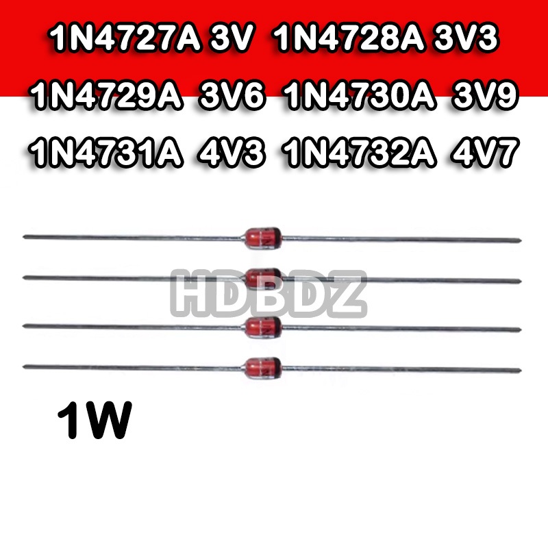 50~100PCS 1N4727A 3V 1N4728A 3V3 1N4729A 3V6 1N4730A 3V9 1N4731A 4V3 ...