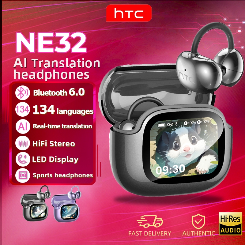 HTC NE32 AI หูฟังแปลบลูทูธ 6.0 หูฟัง AI หน้าจอการแปลแบบเรียลไทม์ LED ...