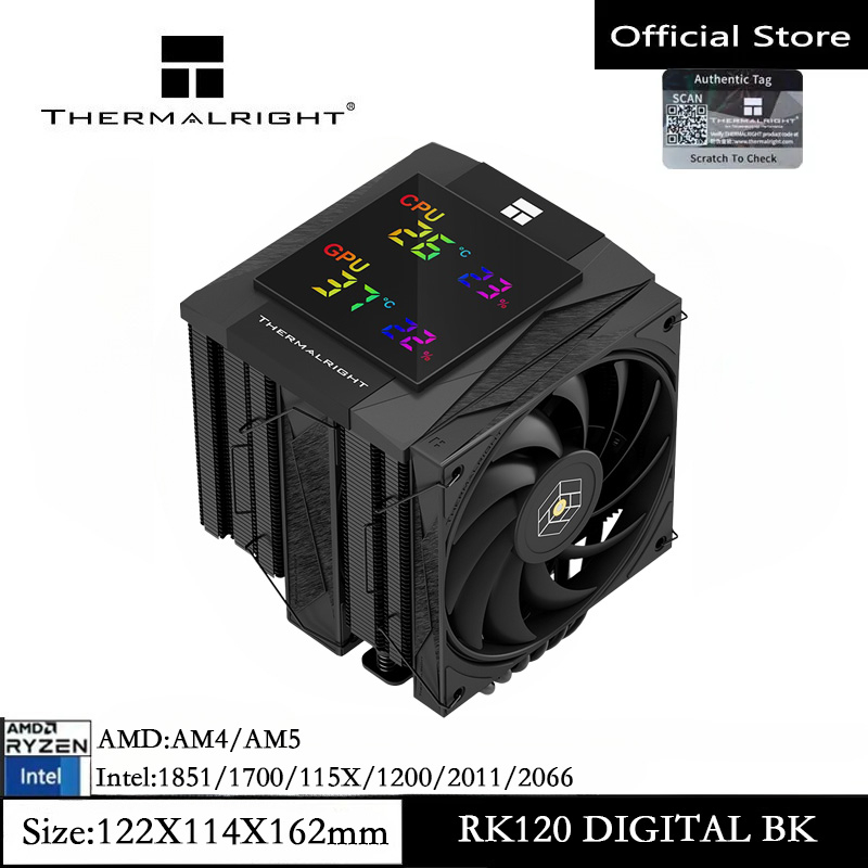 Thermalright Royal Knight 120 จอแสดงผล LCD ดิจิตอล CPU Air Cooler ความร้อนรุ่นดิจิตอลสําหรับ AM4 ...