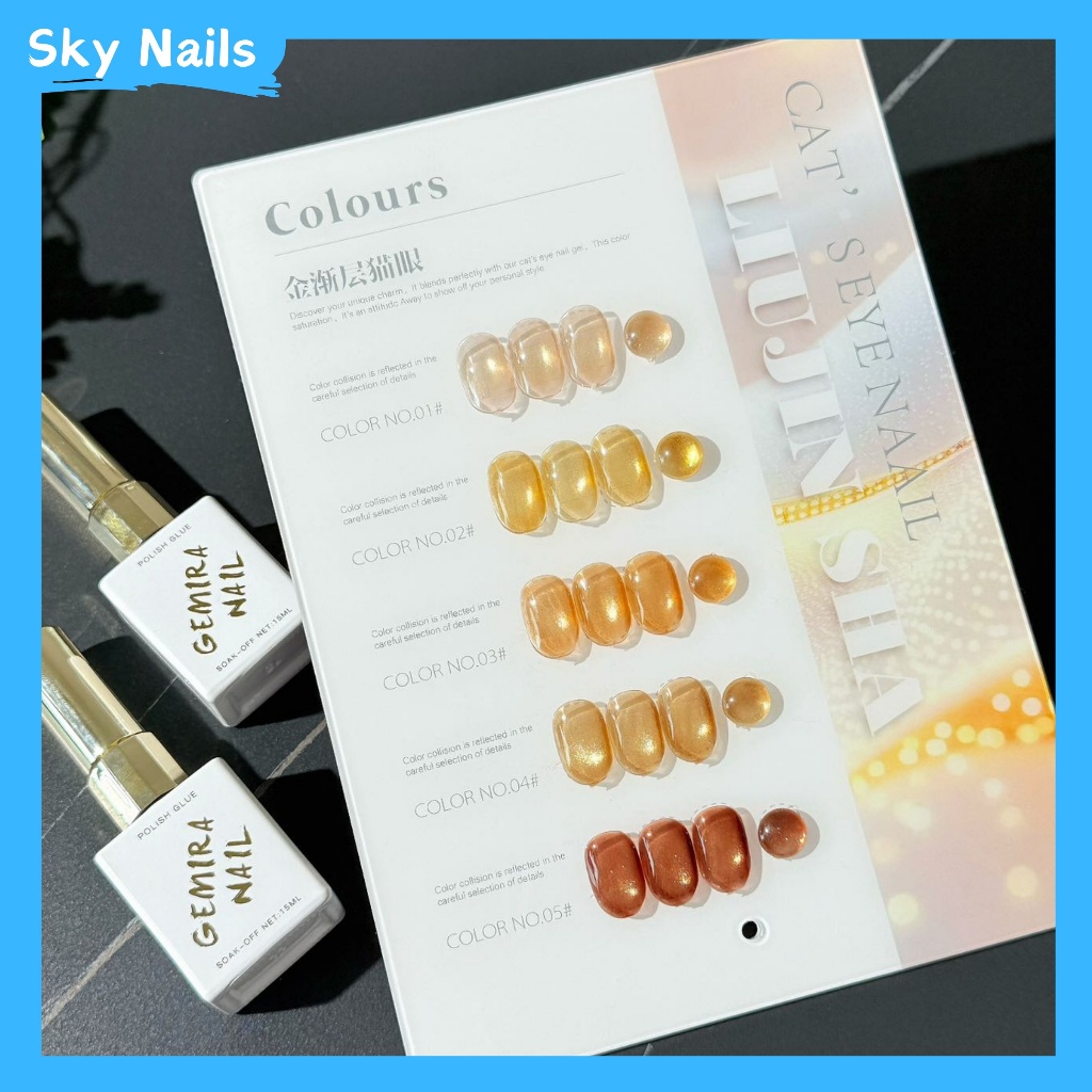 GEMIRA & JINJIANCENG 5 สี ชุดยาทาเล็บเจล เจลตาแมว เจลซาติน ลูกปัด ...