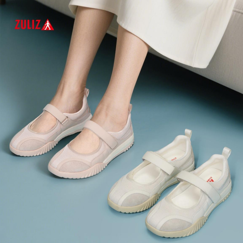ZULIZ หัวกลม แมรี่เจน 25227003D ป้องกันการลื่น พื้นนุ่ม รองเท้าส้นแบน ...