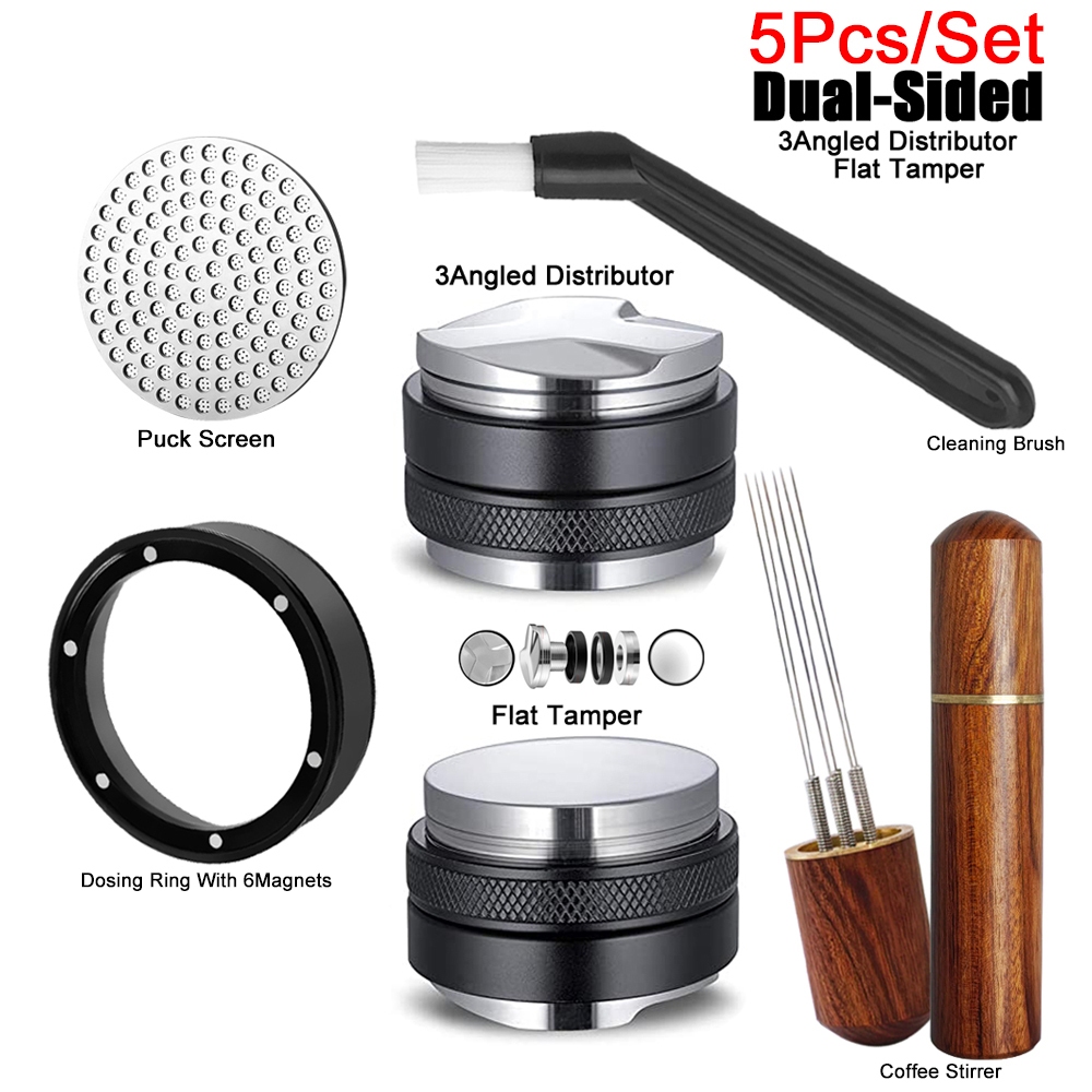 5 ชิ้น/เซ็ต Dual-Sided Coffee Tamper & Distor สําหรับ Portafilters ...