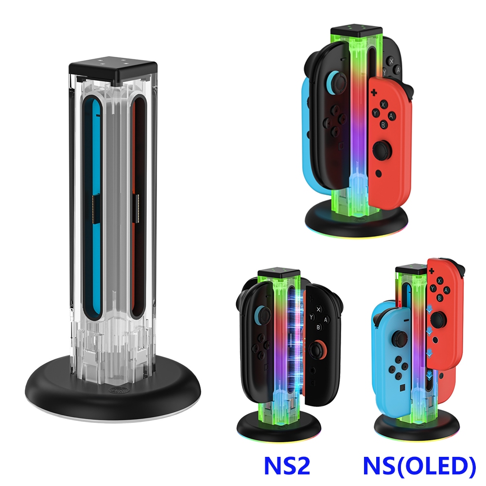 JYS แท่นชาร์จ RGB สำหรับคอนโทรลเลอร์ Joy-Con ของ Nintendo Switch 2/Nintendo Switch (OLED ...