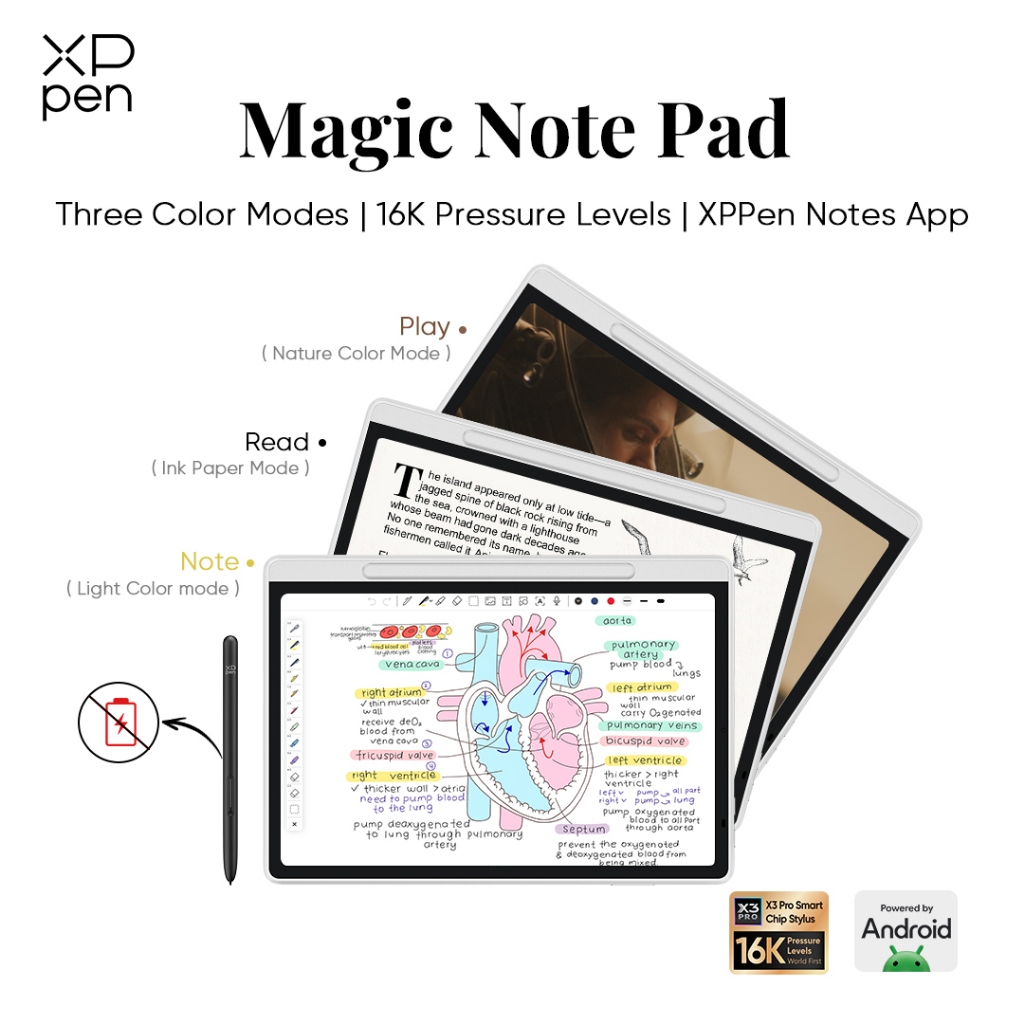 XPPen Magic Note Pad 11 นิ้ว World-first 3-in-1 Color Note Pad 128GB E Note E Reader ระบบ ...
