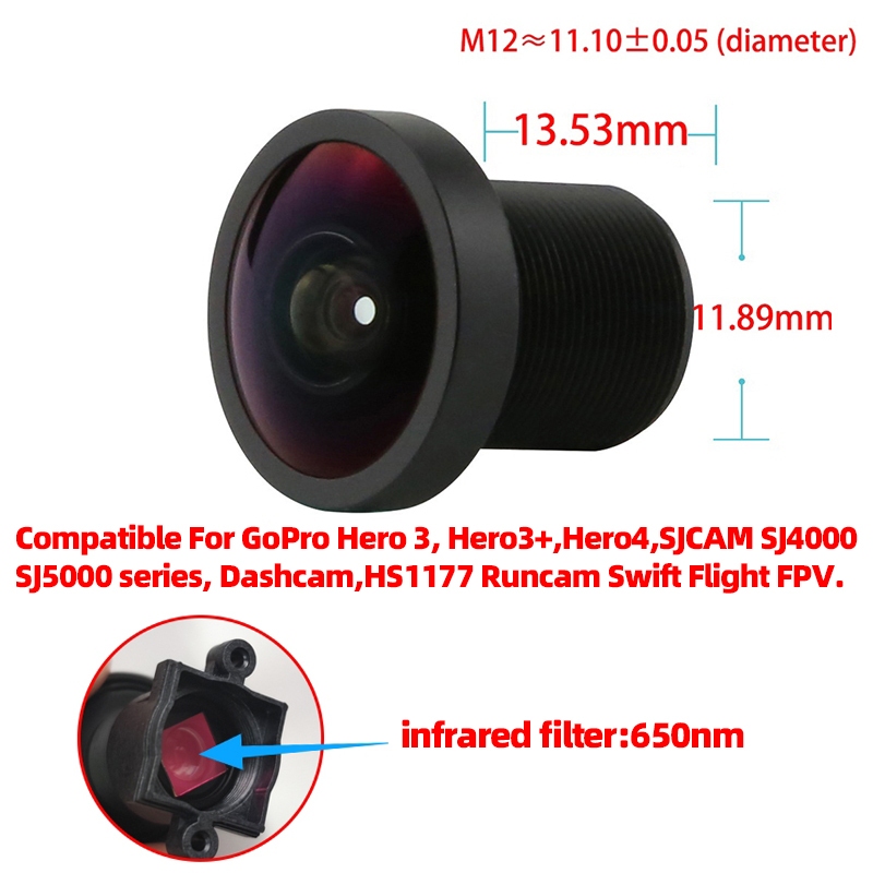 Ov2710 M12 เลนส์มุมกว้าง 170 องศา แบบเปลี่ยน สําหรับกล้องแอคชั่น Gopro ...