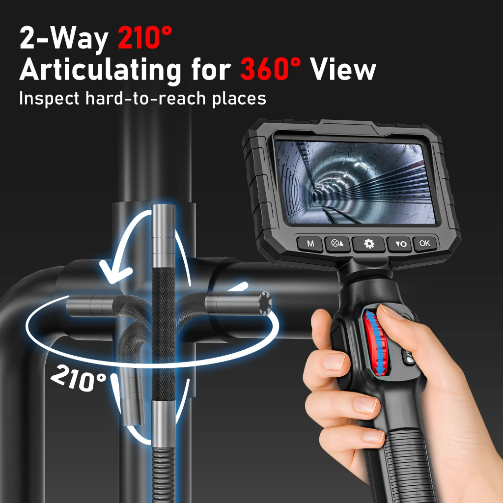 1080P HD Borescope พร้อมหน้าจอ IPS ขนาด 4.3 นิ้ว, กันน้ํา IP67, กล้อง ...