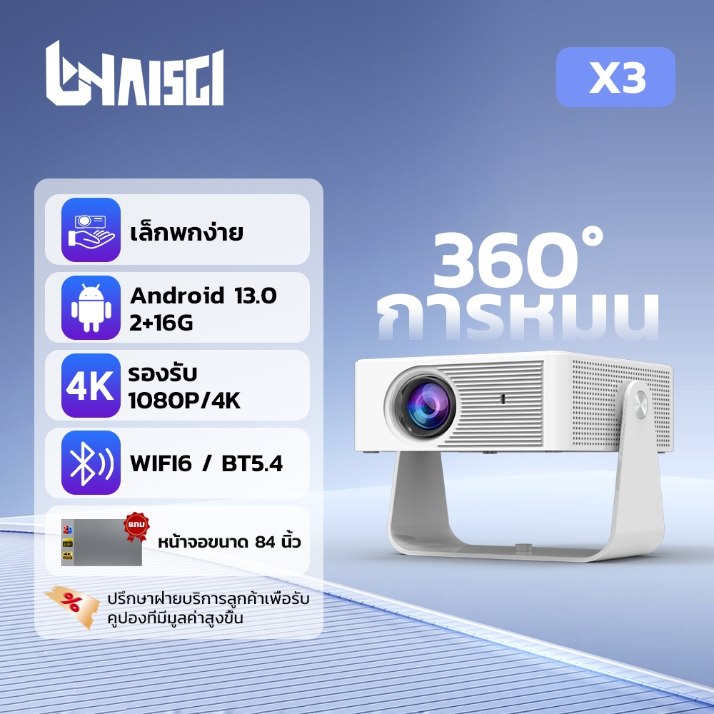 LONAISCI Mini X3 โปรเจคเตอร์แบบพกพา | ความจำ 2GB+16GB | สนับสนุนการเล่น ...
