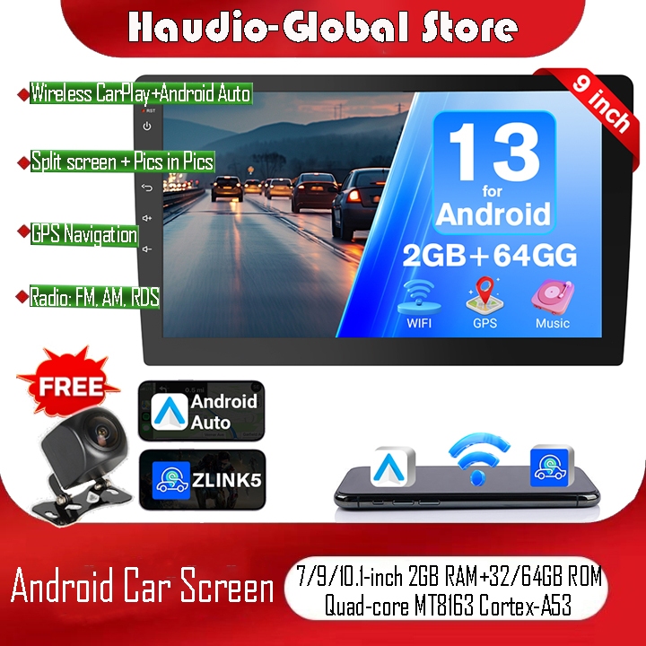 Haudio จอรถยนต์ Android 2GB RAM+32GB/64GB RAM วิทยุติดรถยนต์ Android 13 ...