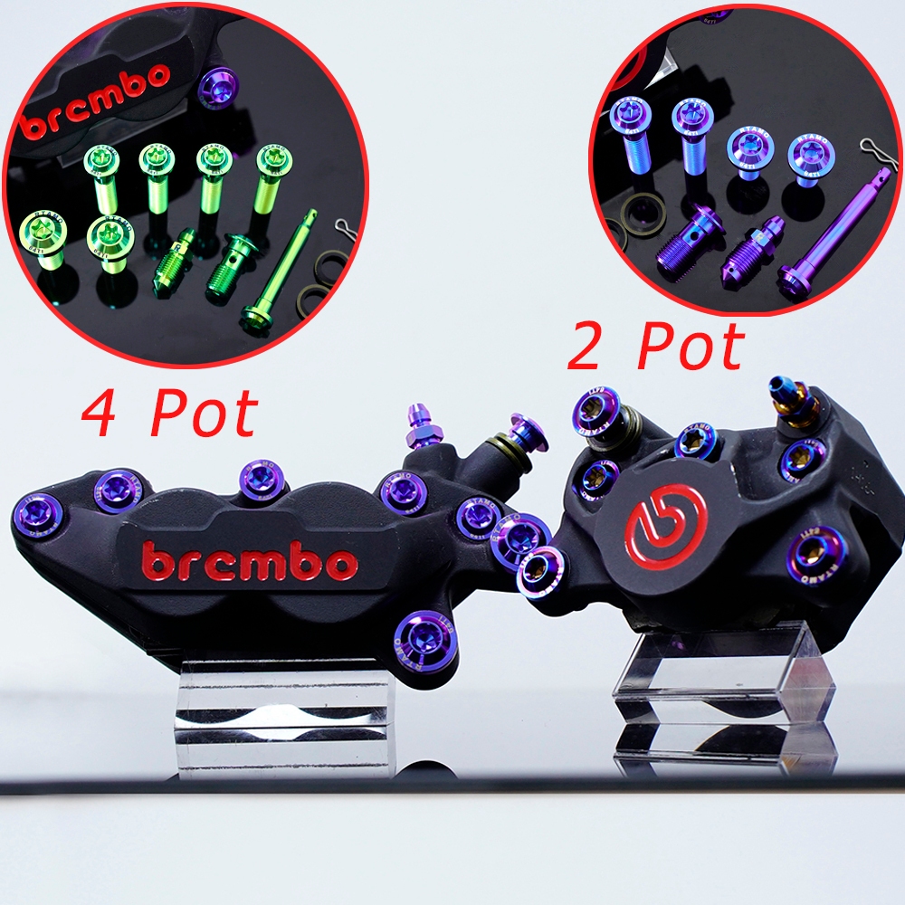 FLAWLESSTI Brembo 2 ลูกสูบ 4 ลูกสูบ Gr5 Titanium Bolt เบรค Caliper ...