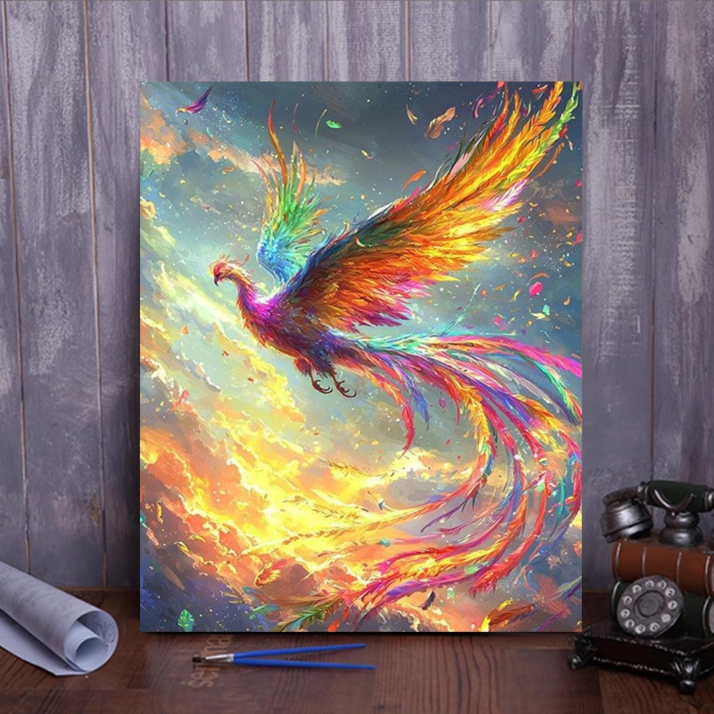 【ORFON】40×50cm ระบายสีตามตัวเลข/ระบายสี/ภาพระบายสี/ภาพวาด/ฟีนิกซ์/ของขวัญ diy/ภาพแต่งห้อง ...