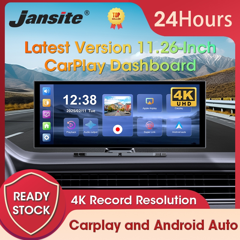 Jansite 11.26 นิ้วเครื่องบันทึกวิดีโอรถยนต์แบบพกพา UHD 4K การควบคุมด้วย ...