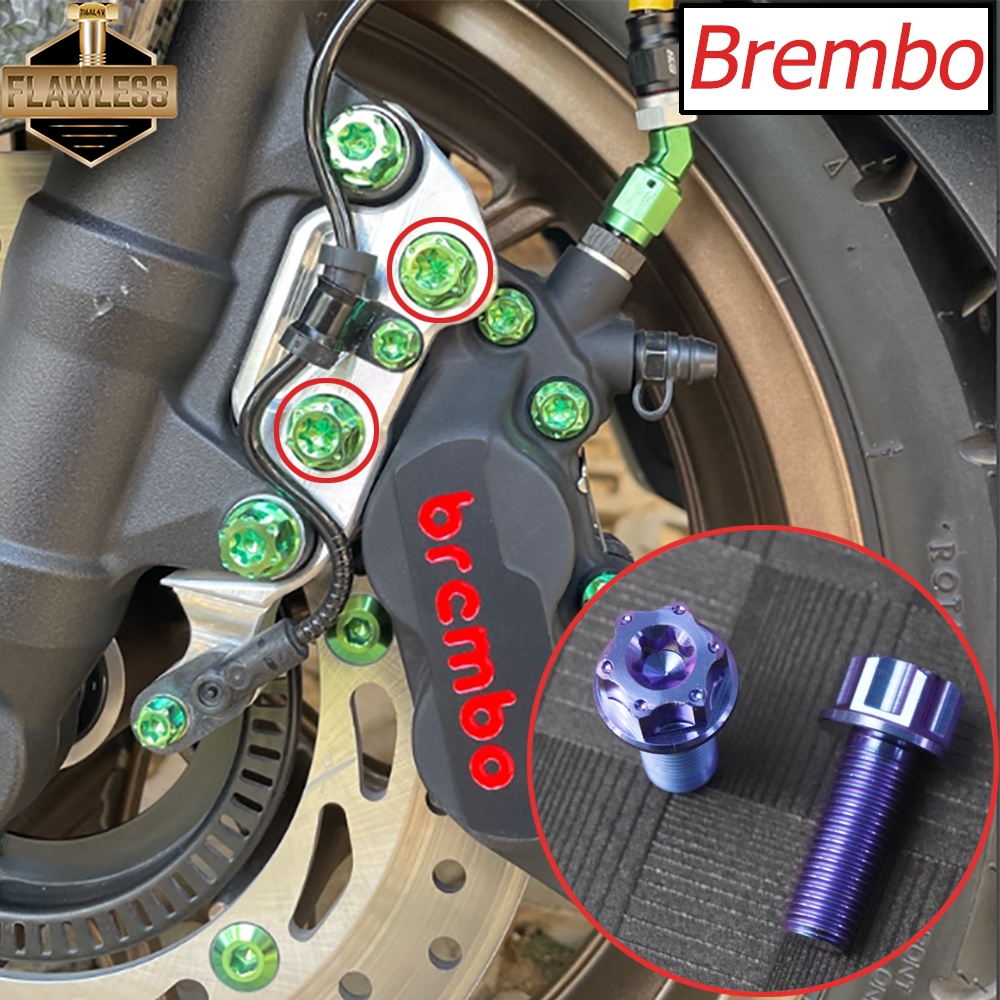 FLAWLESSTI Brembo 2 ลูกสูบ 4 ลูกสูบเบรค Caliper Gr5 สลักเกลียวไทเทเนียม ...