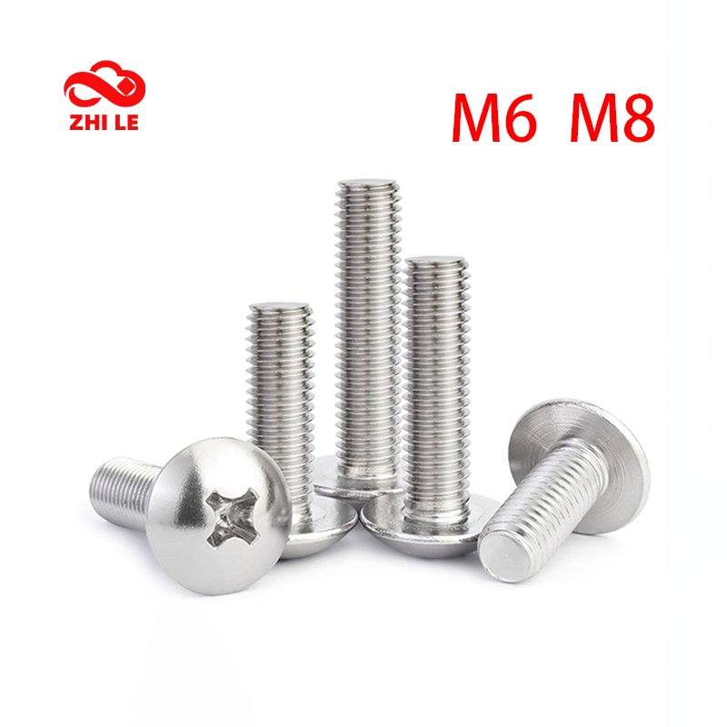 M6 M8 Cross ขนาดใหญ่รอบหัว Bolts 304 สแตนเลสสตีล Phillips สกรูชุด ...