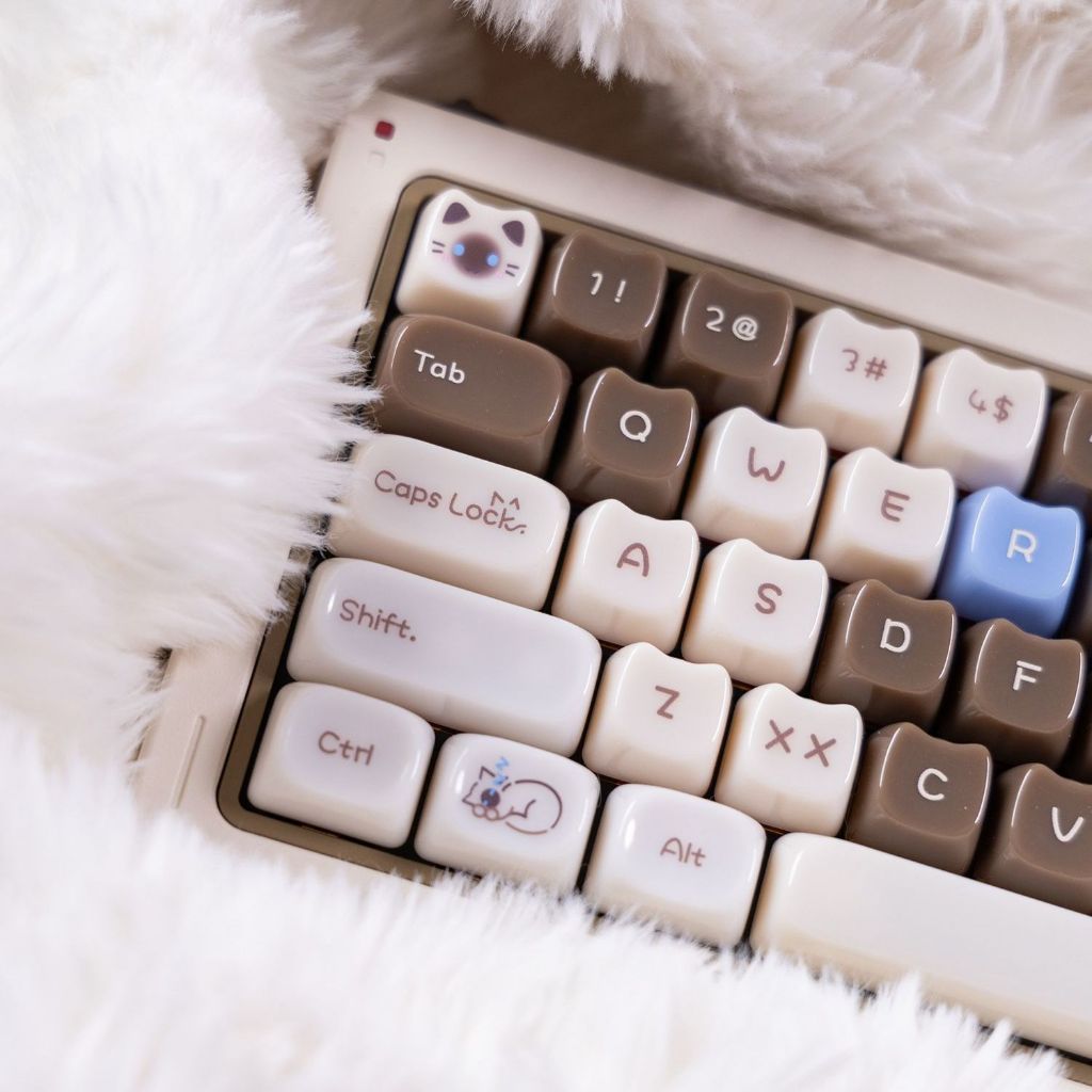 Womier 148 คีย์สีน้ําตาลช็อกโกแลต Matte Keycaps MOA + MAO โปรไฟล์น่ารัก ...