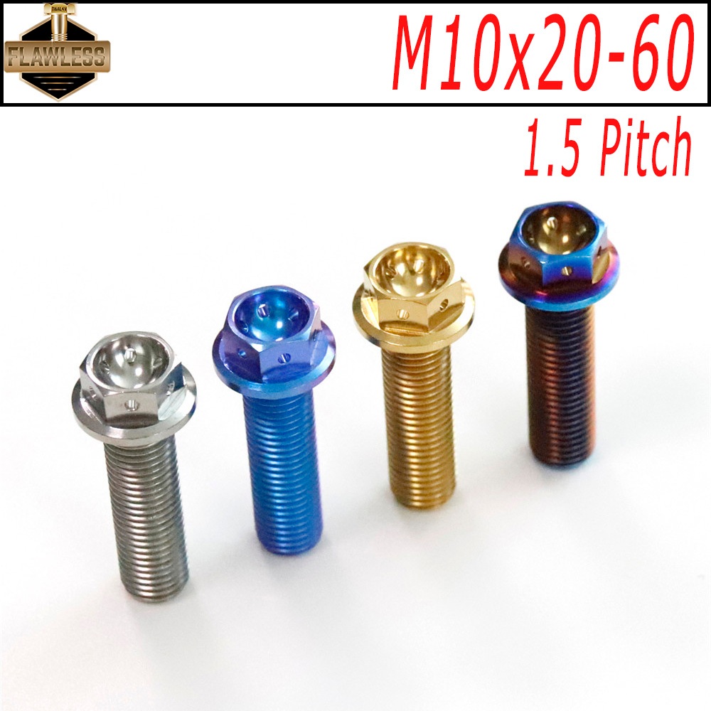 FLAWLESSTI M10x20-60x1.5 Pitch Gr5 Titanium Bolt Brembo M50 M4.34 1098 GP4-RX 484 M40 เบรค ...
