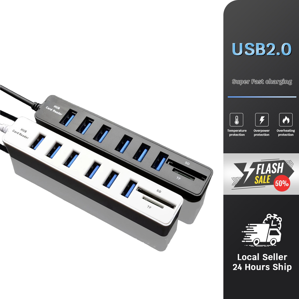 ฮับ Usb Combo 8 พอร์ต Splitter Tf เครื่องอ่านการ์ด SD Hub 8 พอร์ต 2 ...