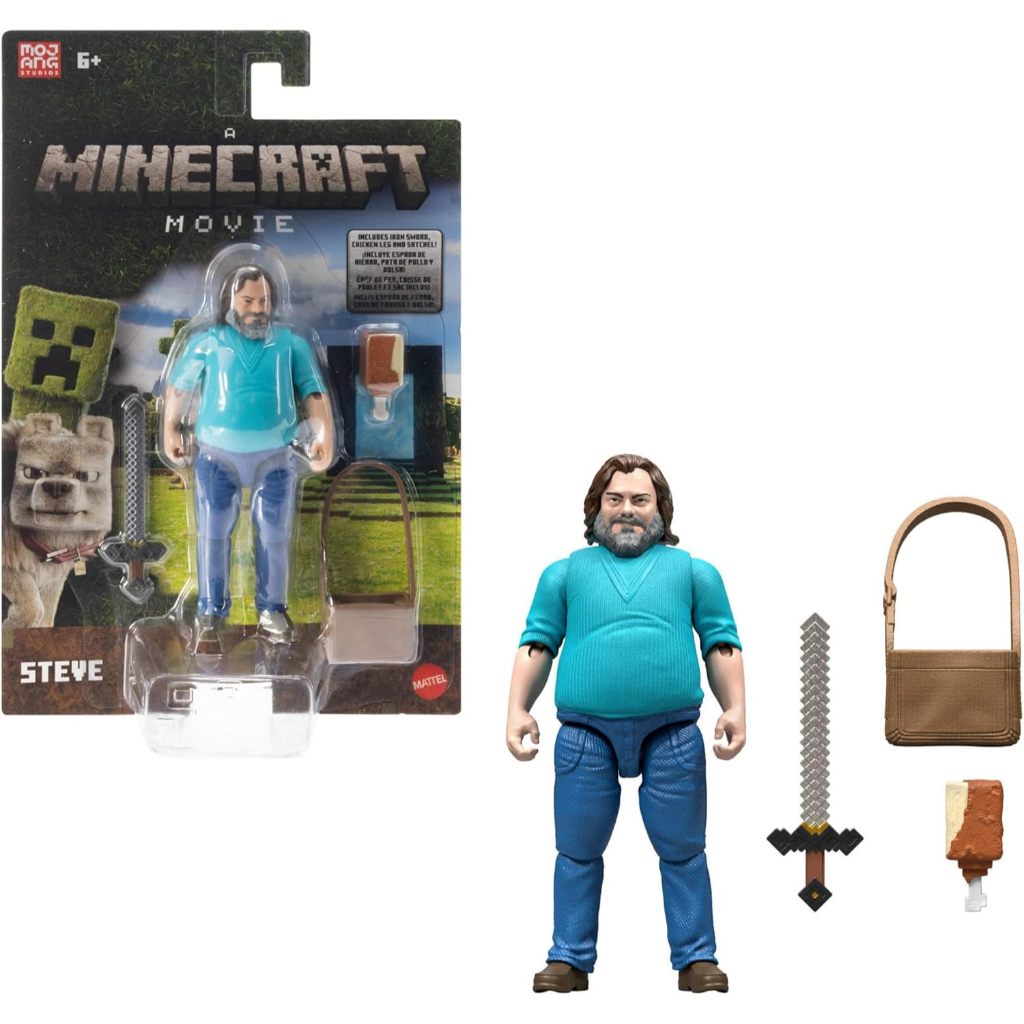 Mattel Minecraft Action Figure & Accessories Set, Steve Posable ...