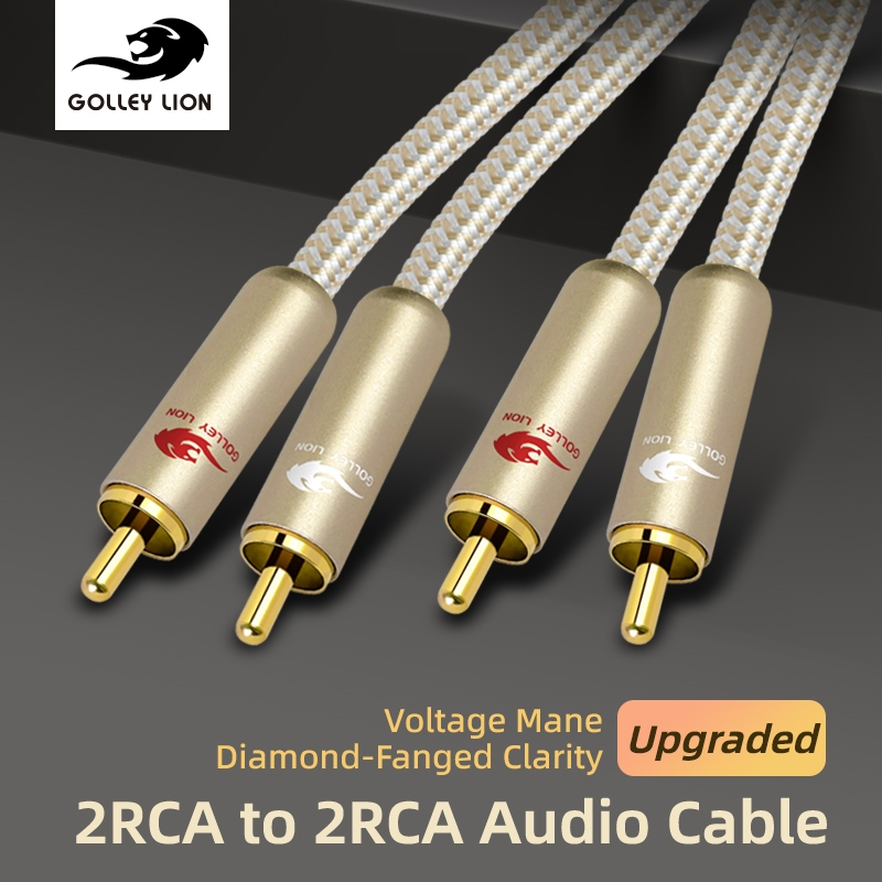 GOLLEY LION อัพเกรด 2RCA Male to 2RCA Male Stereo Audio Cable,Gold ...