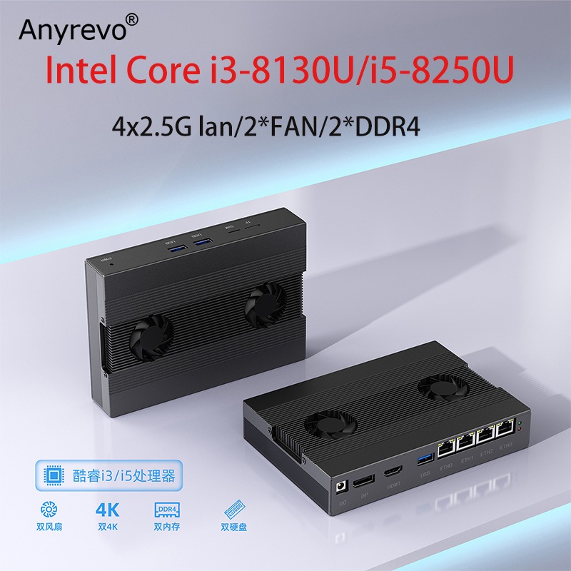 PfSense Firewall Soft Router Intel Core i3-8130U I5-8250U 4x i226-V 2 ...