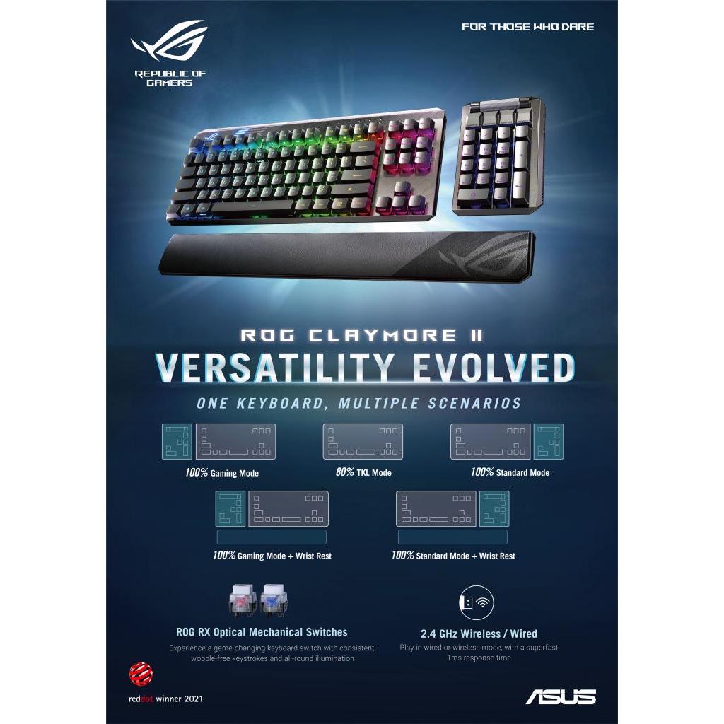 ROG Claymore II Modular TKL 80%/100% Gaming Mechanical Keyboard , ROG ...