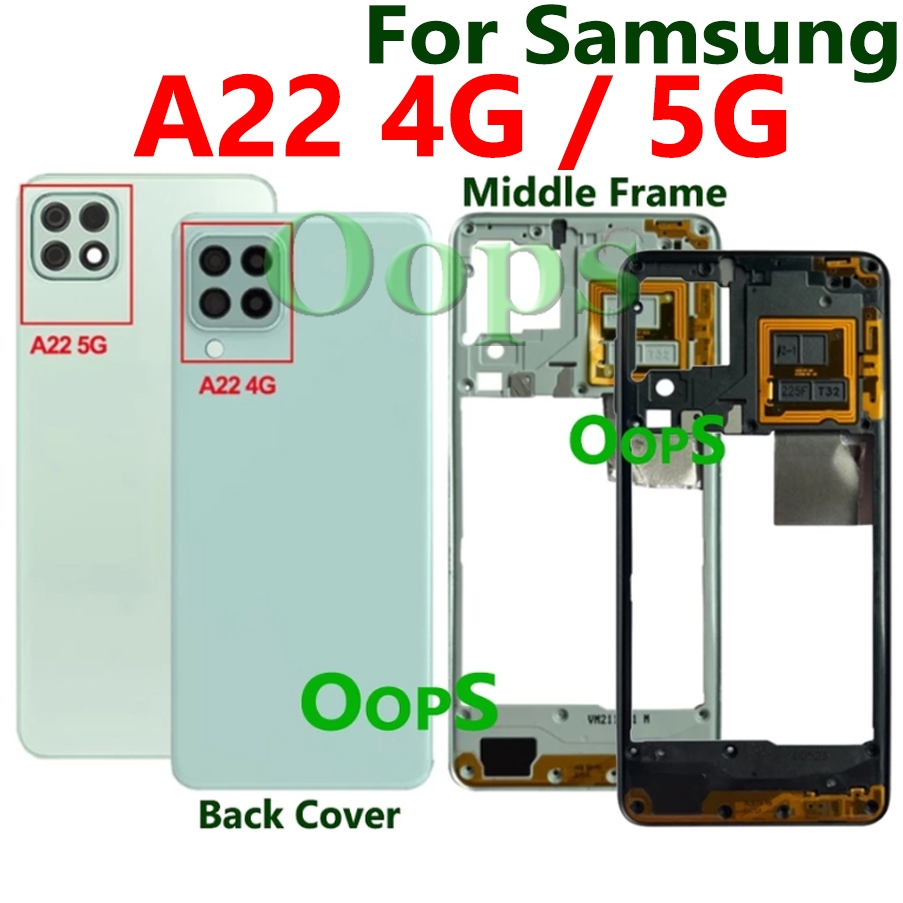 สําหรับ Samsung A22 4G 5G A225 A226 LCD กรอบกลางแบตเตอรี่ฝาหลังด้านหลัง ...