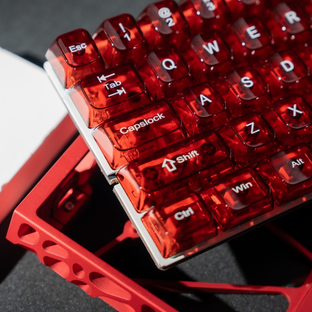 สีแดงโปร่งใส Keycaps ชุด 115 คีย์ MDA โปรไฟล์คริสตัล Custom Keycaps สําหรับ Cherry MX Switches ...