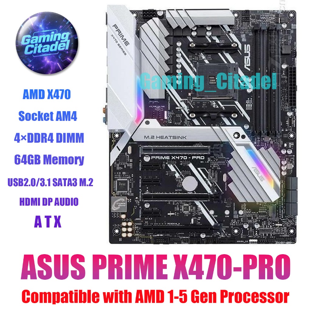 ใช้เมนบอร์ด ASUS PRIME X470-PRO DDR4 ATX AM4 เข้ากันได้กับโปรเซสเซอร์ ...