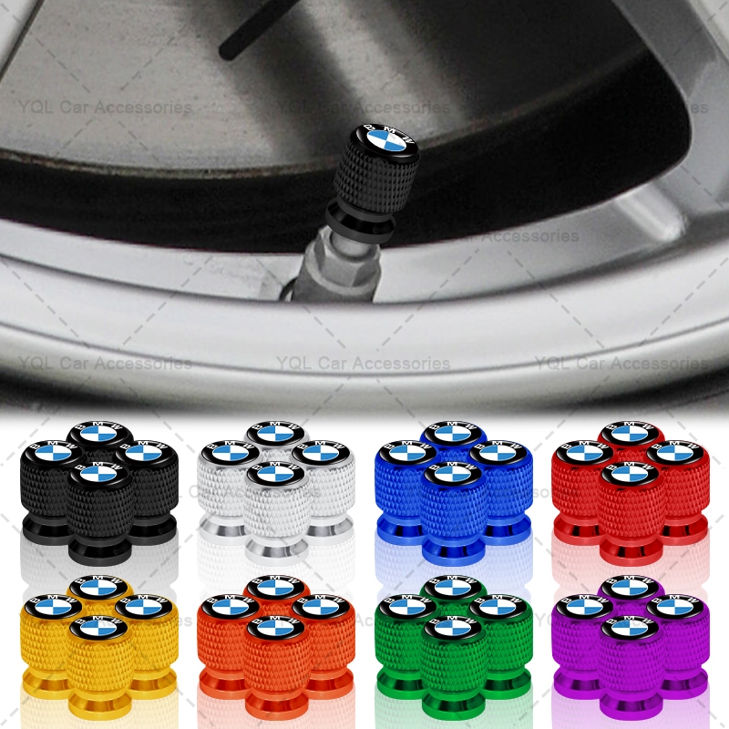 4pcs เกลียวจัดแต่งทรงผมยางรถฝุ่นหมวก 3D โลโก้รถวาล์ว Stem ป้องกันหมวกสําหรับ BMW E61 E90 E82 E70 ...