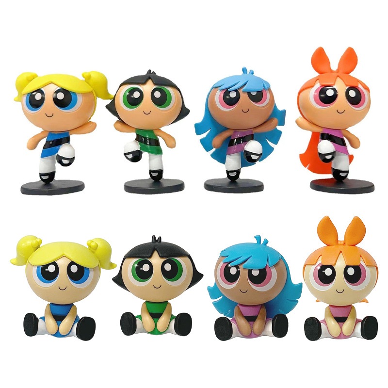 4 ชิ้น/8 ชิ้น/เซ็ต 7-11 ซม.การ์ตูน Powerpuff สาวอะนิเมะรูป Blossom ...