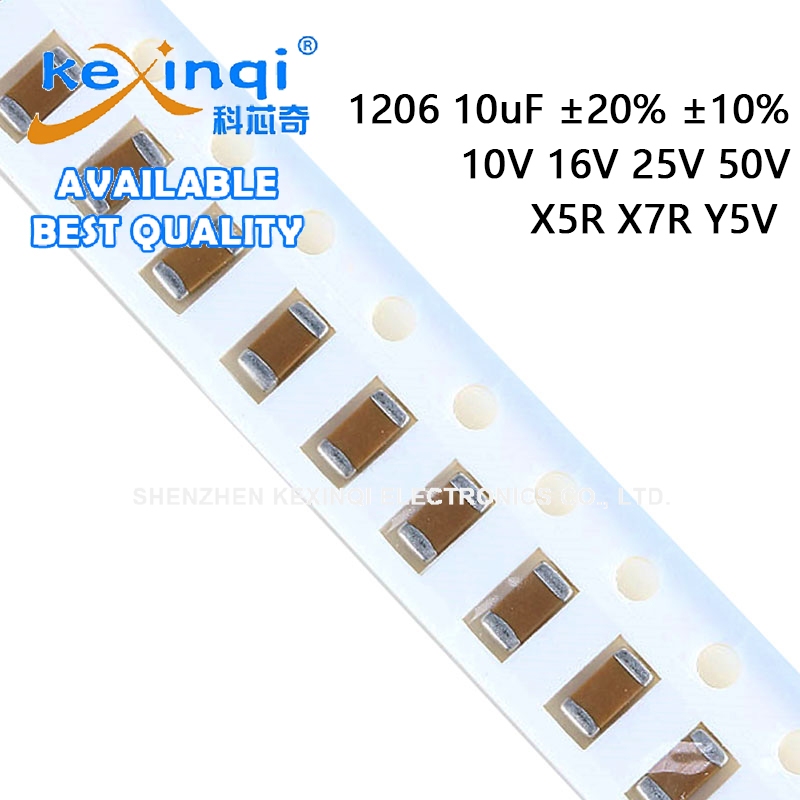 (10 ชิ้น) 1206 10uF ±20% ±10% 10V 16V 25V 50V X5R X7R Y5V SMD ชิป Multilayer ตัวเก็บประจุเซรามิก ...