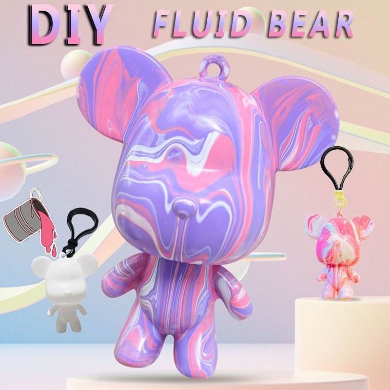 Children's Day Gift DIY Fluid Bearbrick Keychain Handmade DIY Color ...