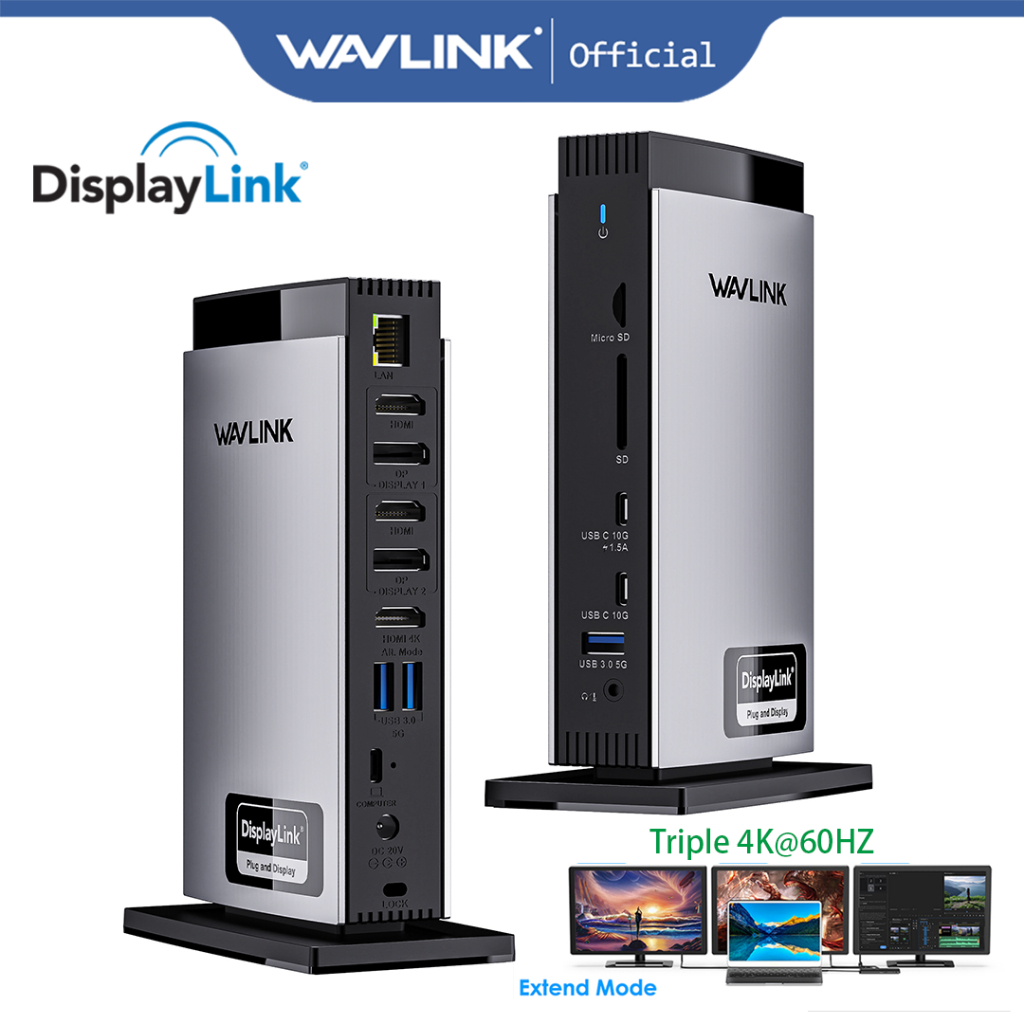 Wavlink Universal DisplayLink Docking Station Triple 4K USB C USB 3.0 ...