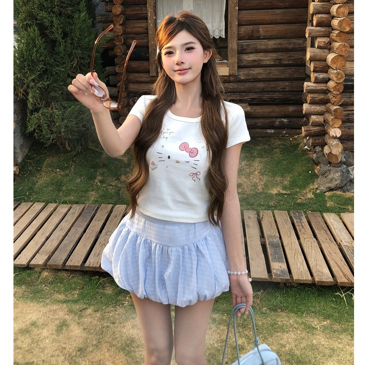88213 เสื้อยืดแขนสั้นพิมพ์ลายการ์ตูนสั้นผู้หญิงชั้นนํา | Shopee Thailand