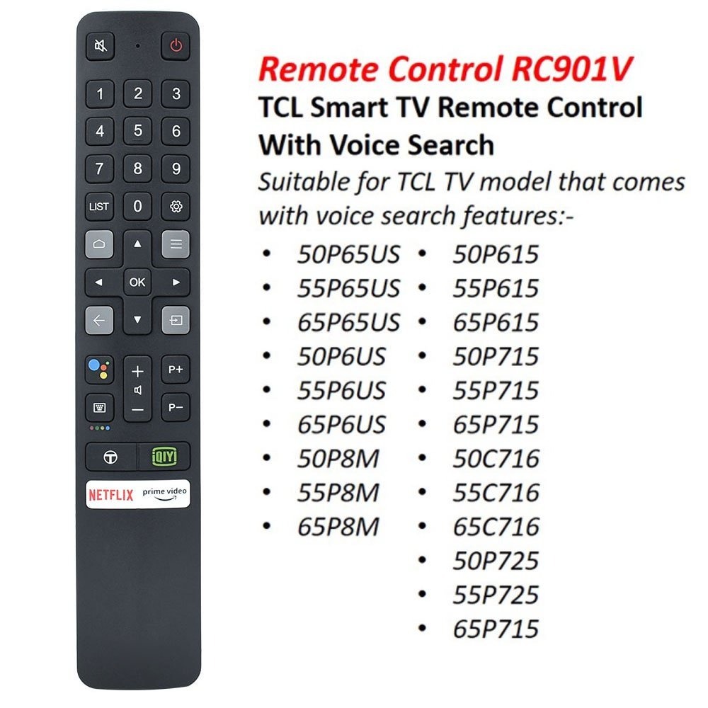RC901V FMR6 รีโมทคอนโทรลสําหรับ TCL 65P615 65 นิ้ว 4K HD ทีวี LED ...