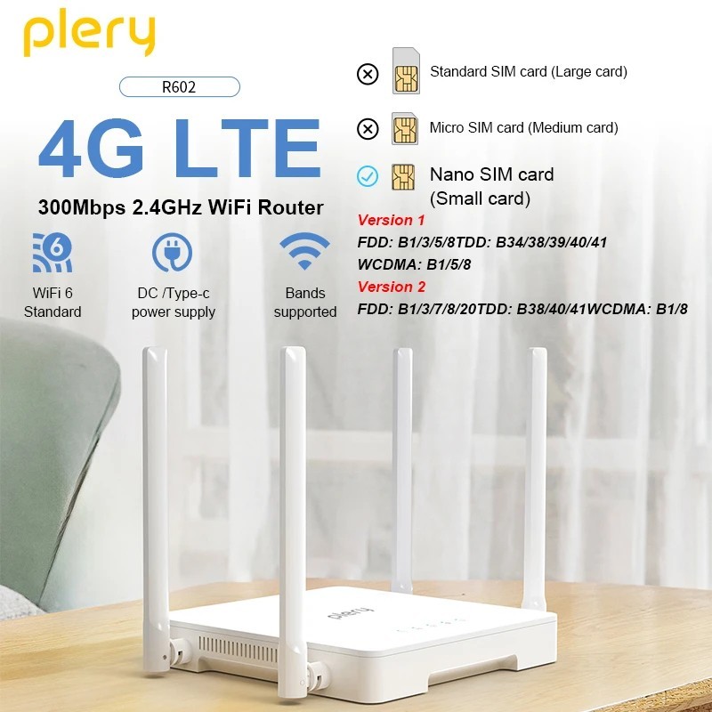 Plery 4g LTE WIFI6 Router 300Mbps ใช้ได้กับซิมทุกเครือข่าย เสียบใช้เลย ...