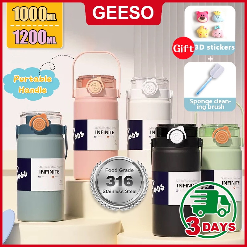 GEESO กระบอกน้ำเก็บอุณหภูมิร้อน-เย็น 1000ML 1200ML สแตนเลส 316 กระติก ...
