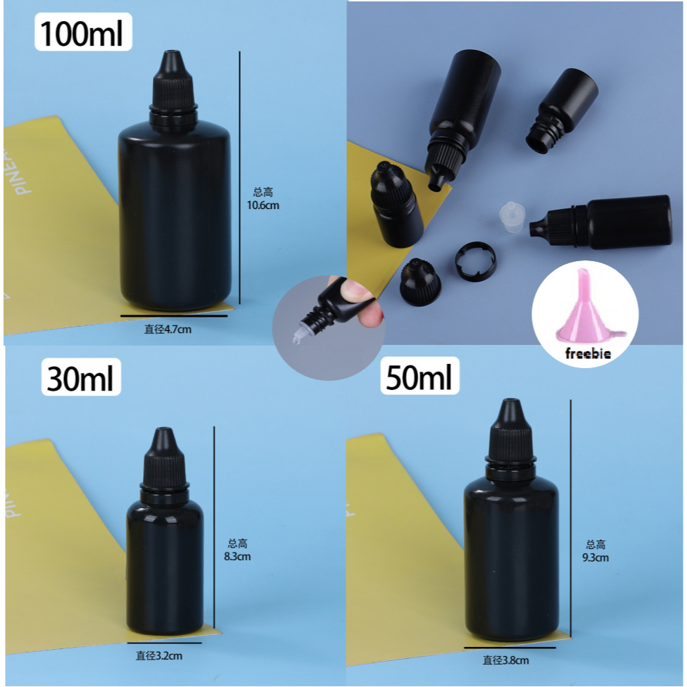100pcs Black Eye Dropper ขวด 20ml 30ml 50ml 100ml พลาสติกรีฟิล Eye ...