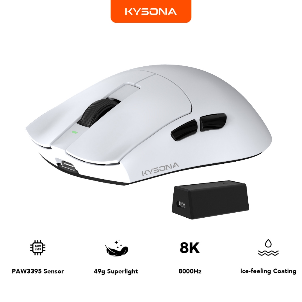 KYSONA Jupiter Pro Gaming Mouse 26000 DPI 8000Hz PAW3395 49g Super ...